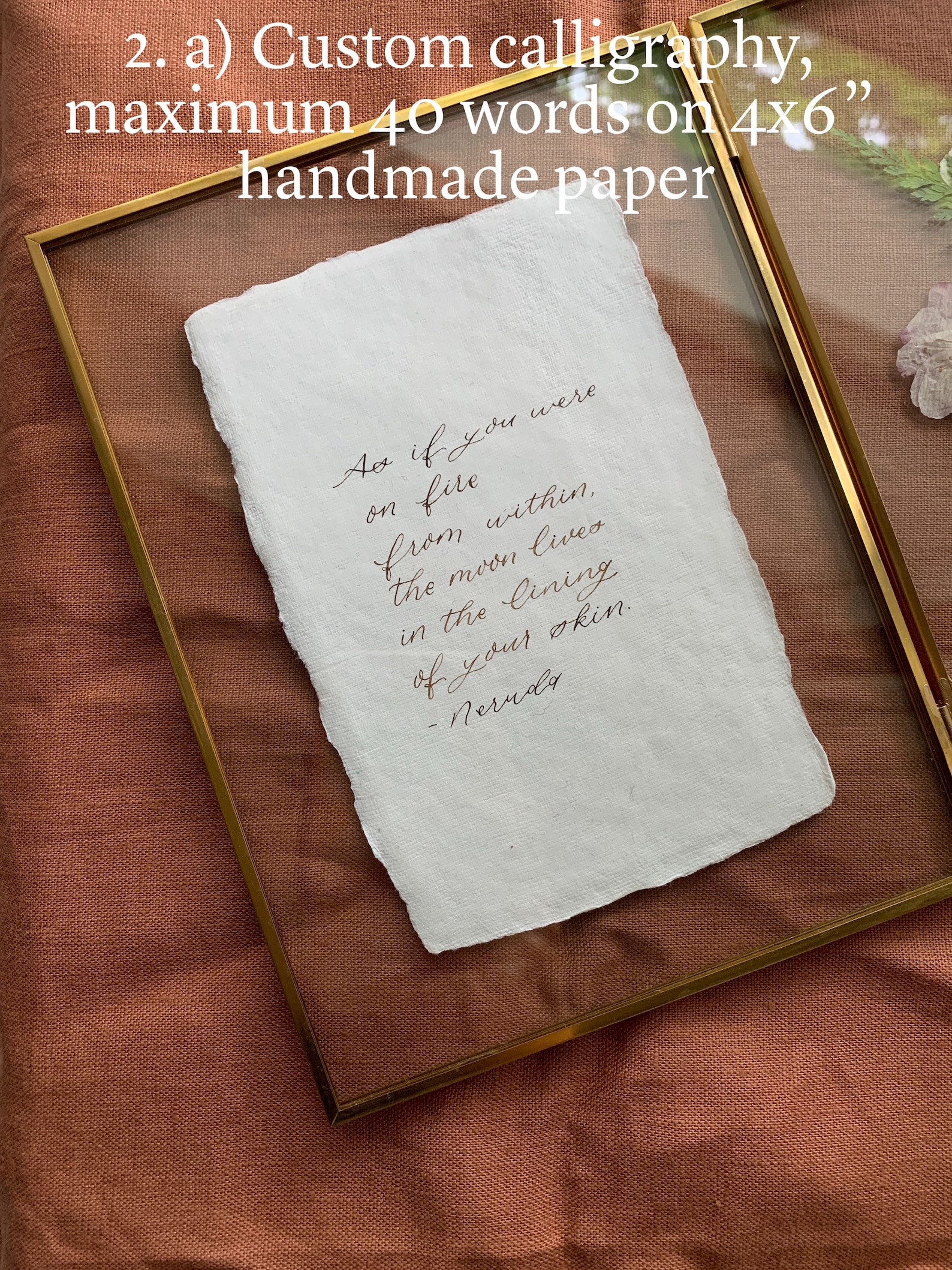 Custom Calligraphy Double Pressed Flower Floating Frame Vintage Flower ...