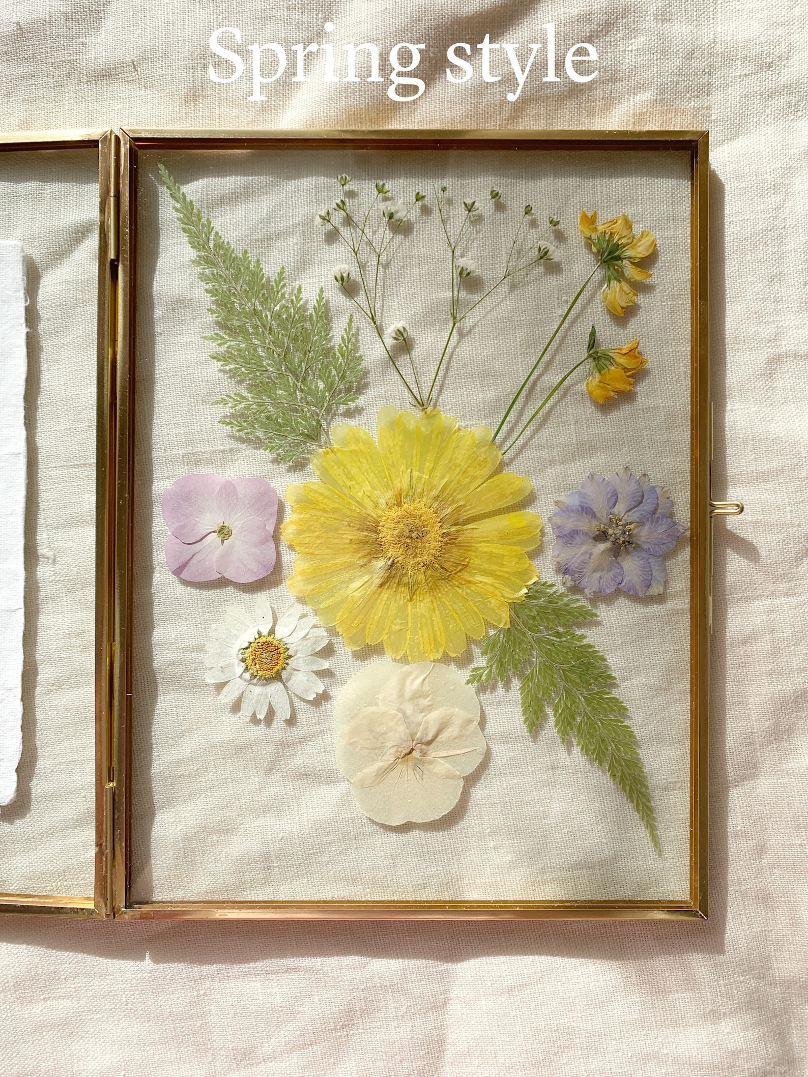 Custom Calligraphy Double Pressed Flower Floating Frame Vintage Flower ...