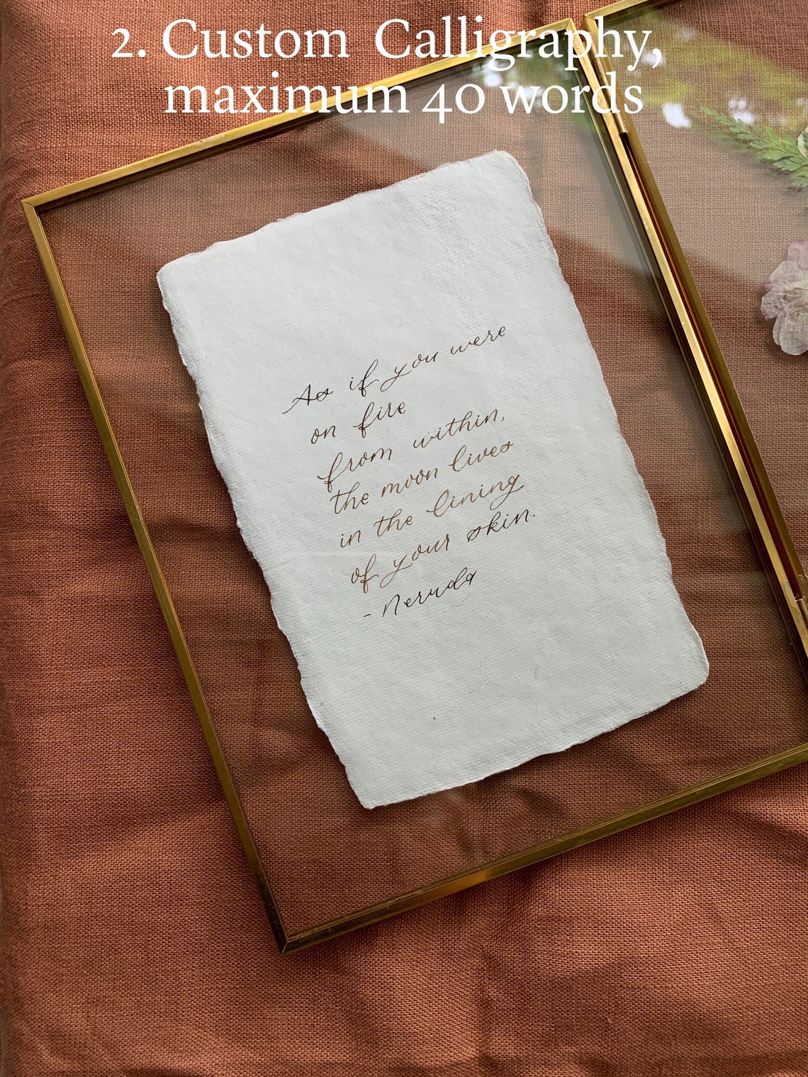 Custom Calligraphy Double Pressed Flower Floating Frame | Etsy