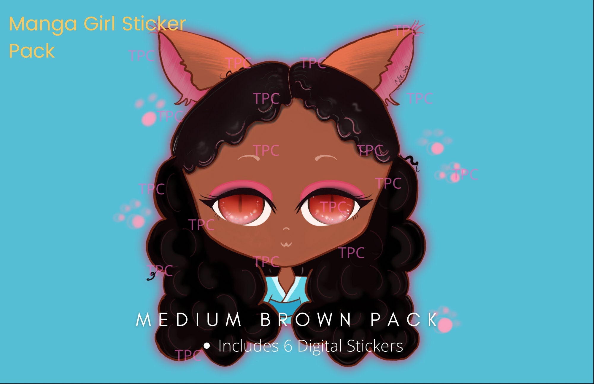 Manga Girl Sticker Pack (medium Brown Skin Tone)|manga|streamer|twitch ...
