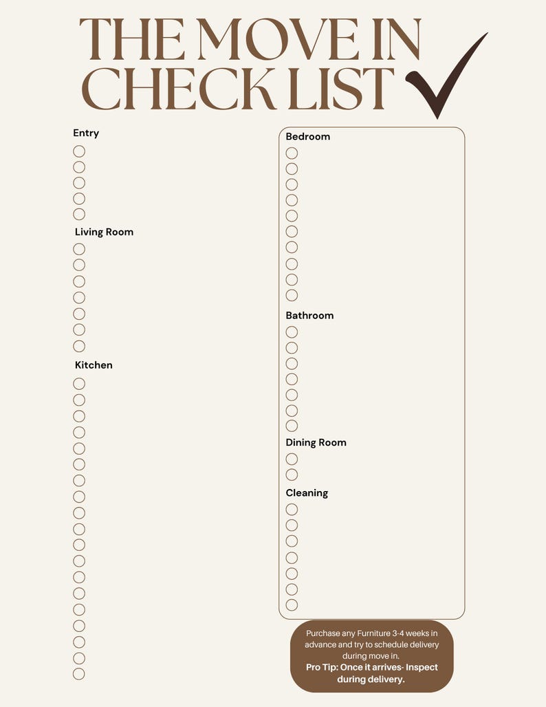 Move-in Essentials Checklist | First Home Setup Printable | Room-by ...