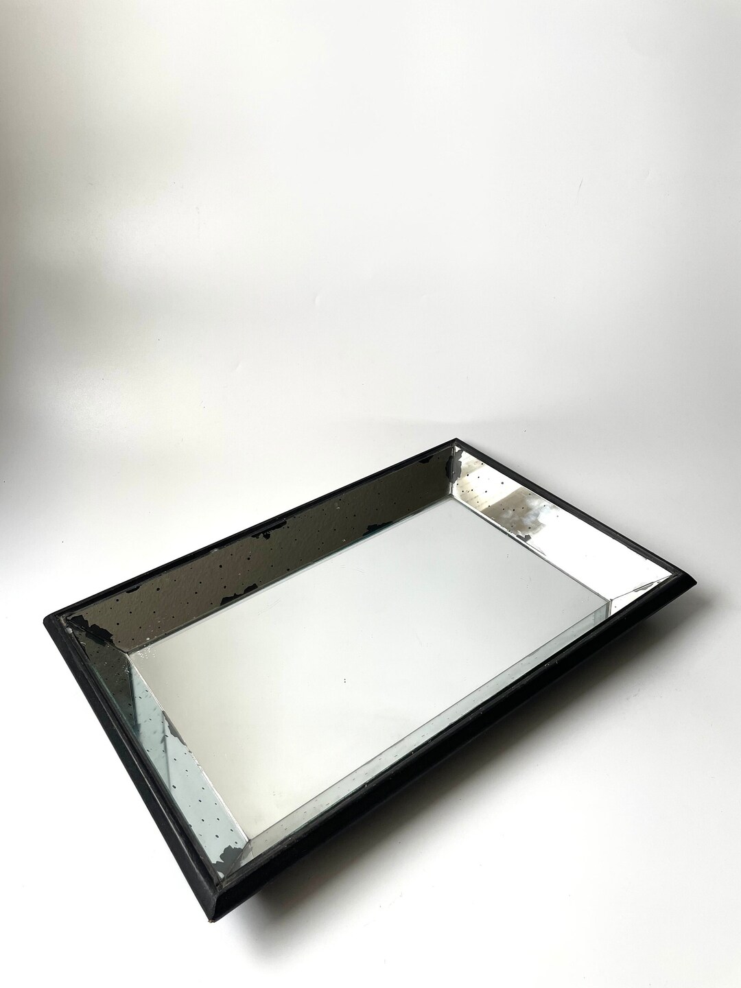 Large Wood Rustic Mirrored Decorative Tray Entry Tray Jewelry Tray ...