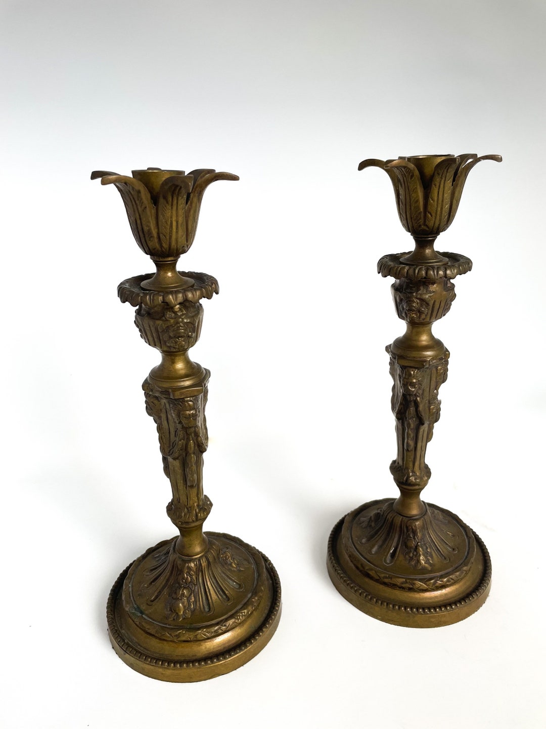 Set of 2 Beautiful Vintage Castilian Candle Holder Solid Brass Ornate ...
