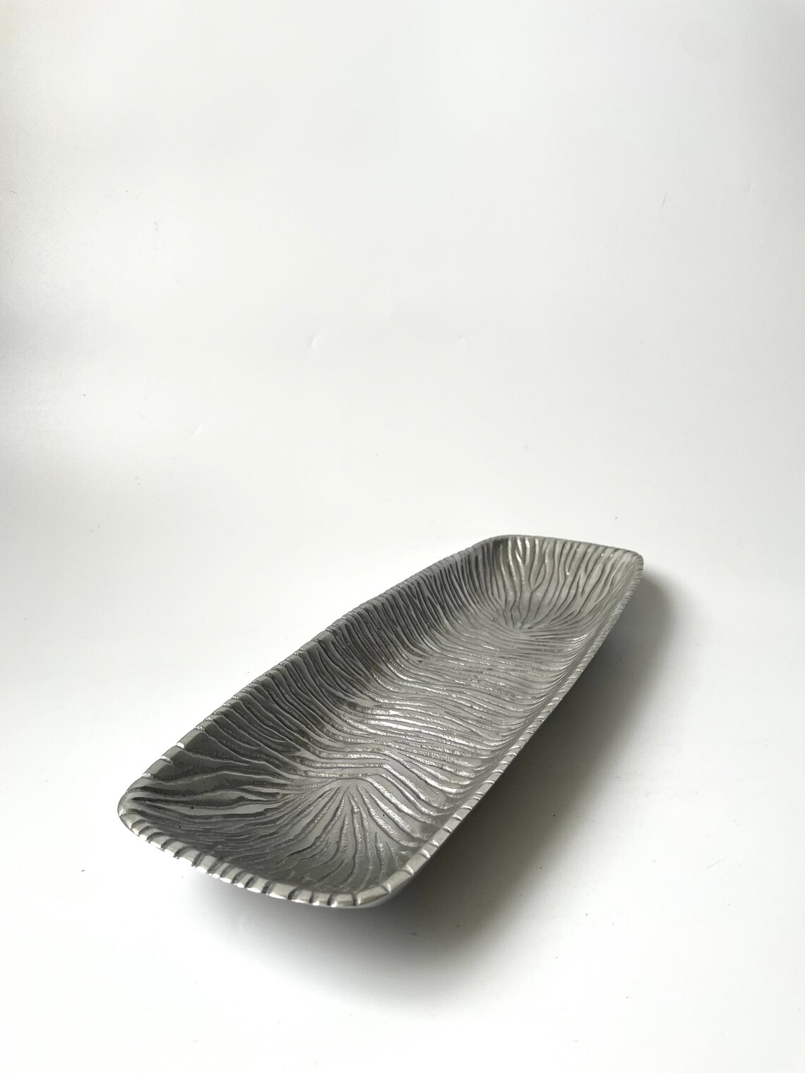 Long Silver Aluminum Grooved Decorative Tray Long Tray Housewarming ...