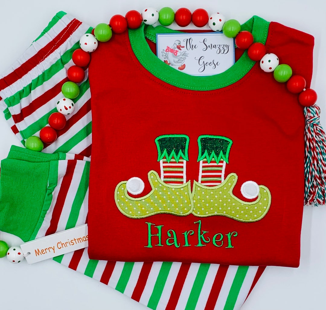 Santa Elf Shoe Pajamas - Etsy