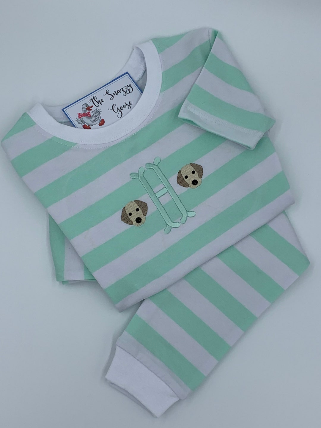 Initial Monogrammed Pajamas Set With Puppy Minis - Etsy