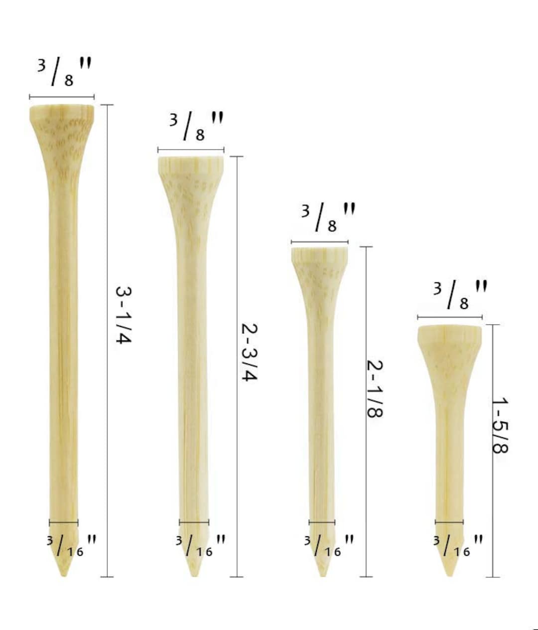 Personalized Golf Tees, 3-1/4 Inch Natural Bamboo Biodegradable, 10000 ...