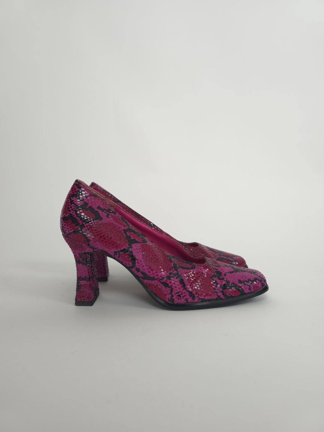 Vintage Y2k 90s Pink Animal Fake Leather Pumps Size 37 90s 2000s Heels ...
