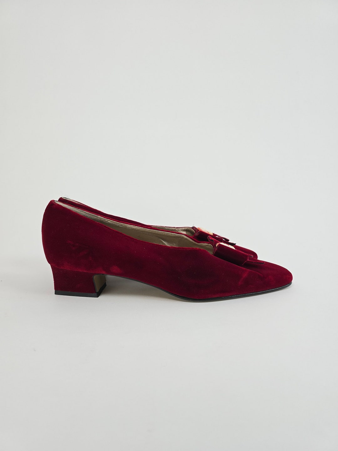 Vintage Red Baroque Velvet Shoes Retro Shoes Red Mozart Velvet 19th ...