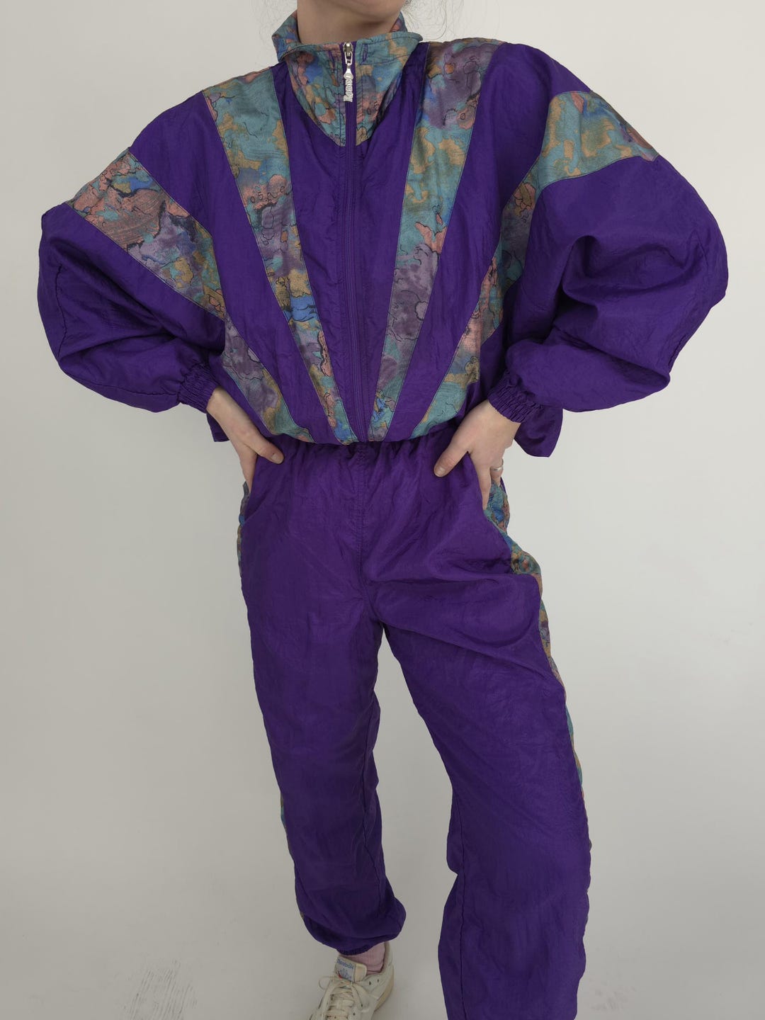 Vintage 80s Sports Suit Purple Pattern Size S-M 80s Retro Sports Suit ...