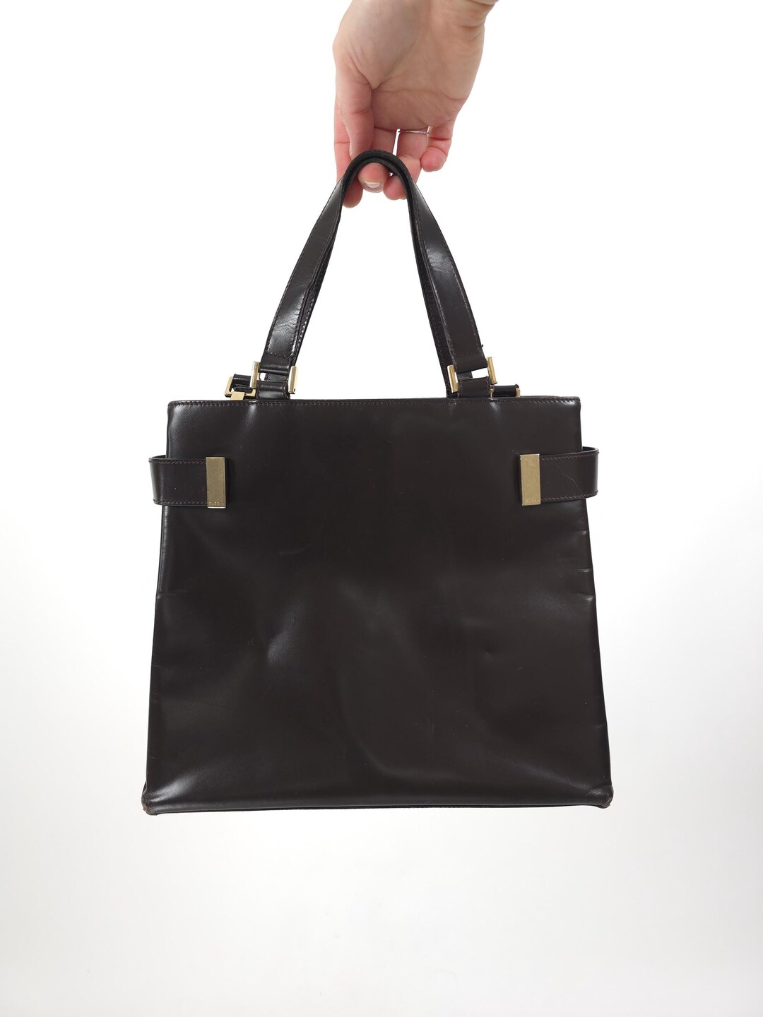 Vintage 80s Gucci Brown Classic Leather Bag Small 80s Leather Bag Gucci ...