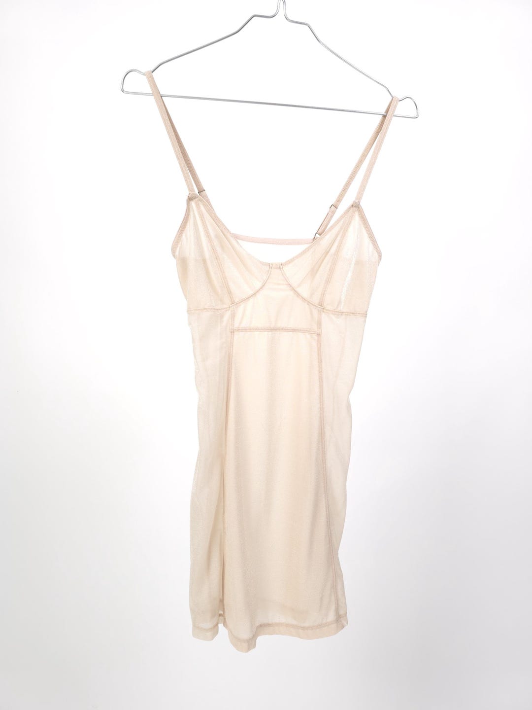 Vintage Y2k 90s Beige Shiny Transparent Negligee Size S 90s 2000s Slip ...