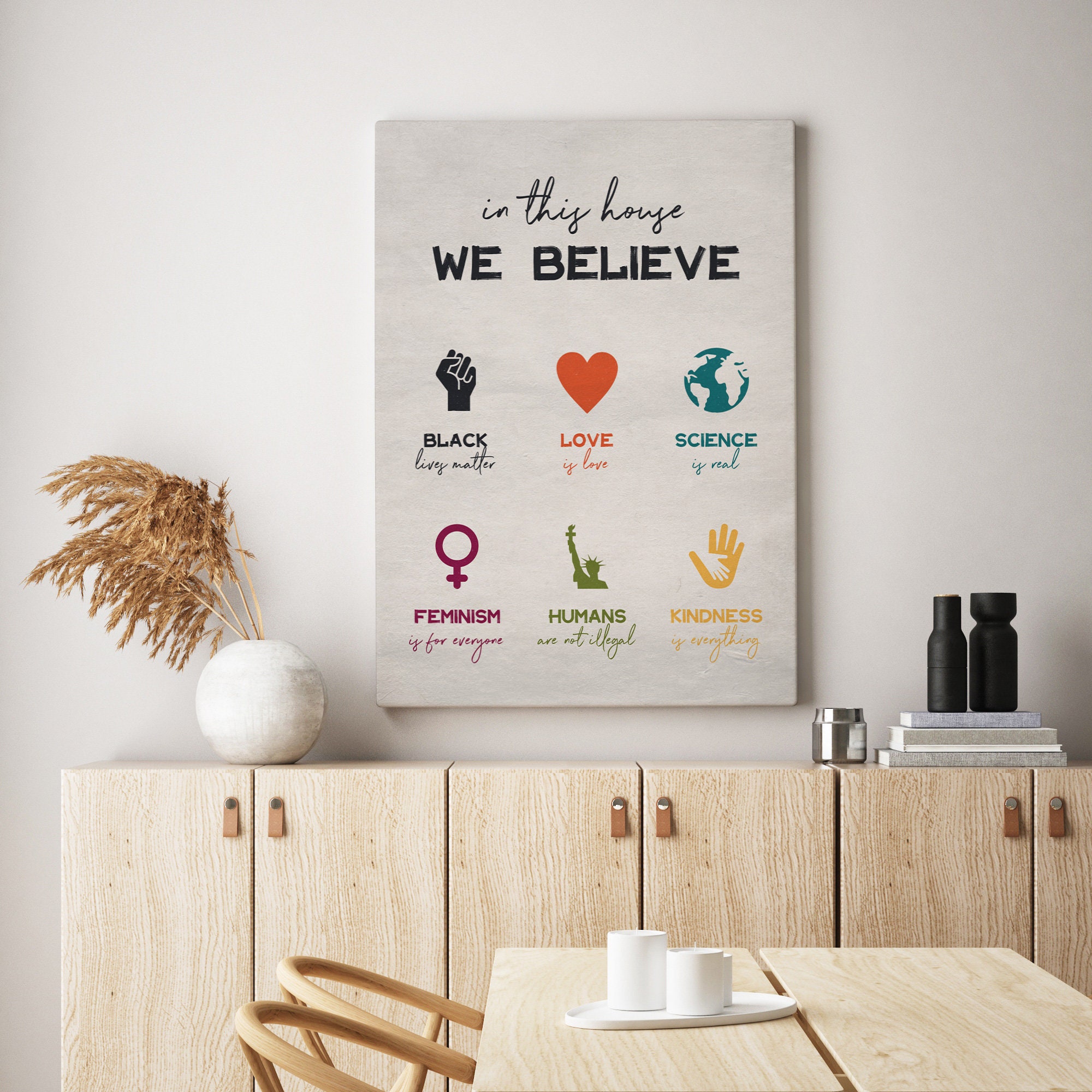 In This House We Believe Canvas Vintage Canvas Print Black - Etsy