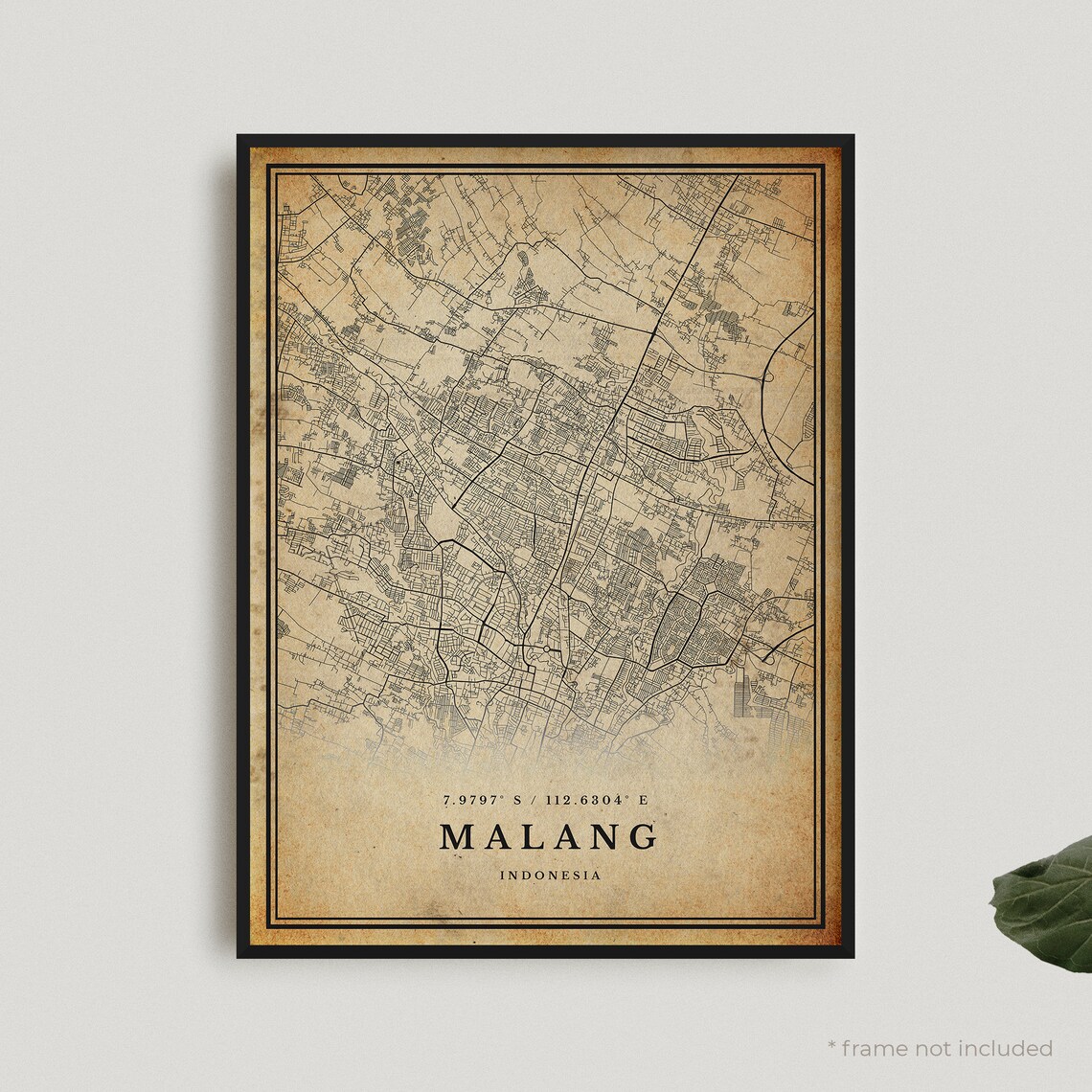 Malang Vintage Map Print Malang Retro Map Poster Antique - Etsy