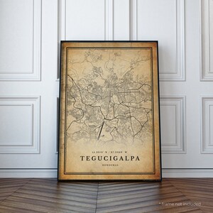 Tegucigalpa Vintage Map Print, Tegucigalpa Retro Map Poster, Antique ...