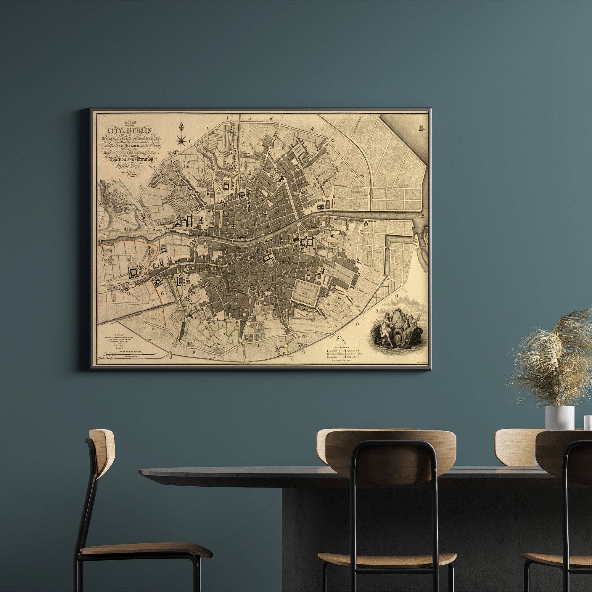 1797 Map of Dublin Antique Map of Dublin Old Historical Map - Etsy