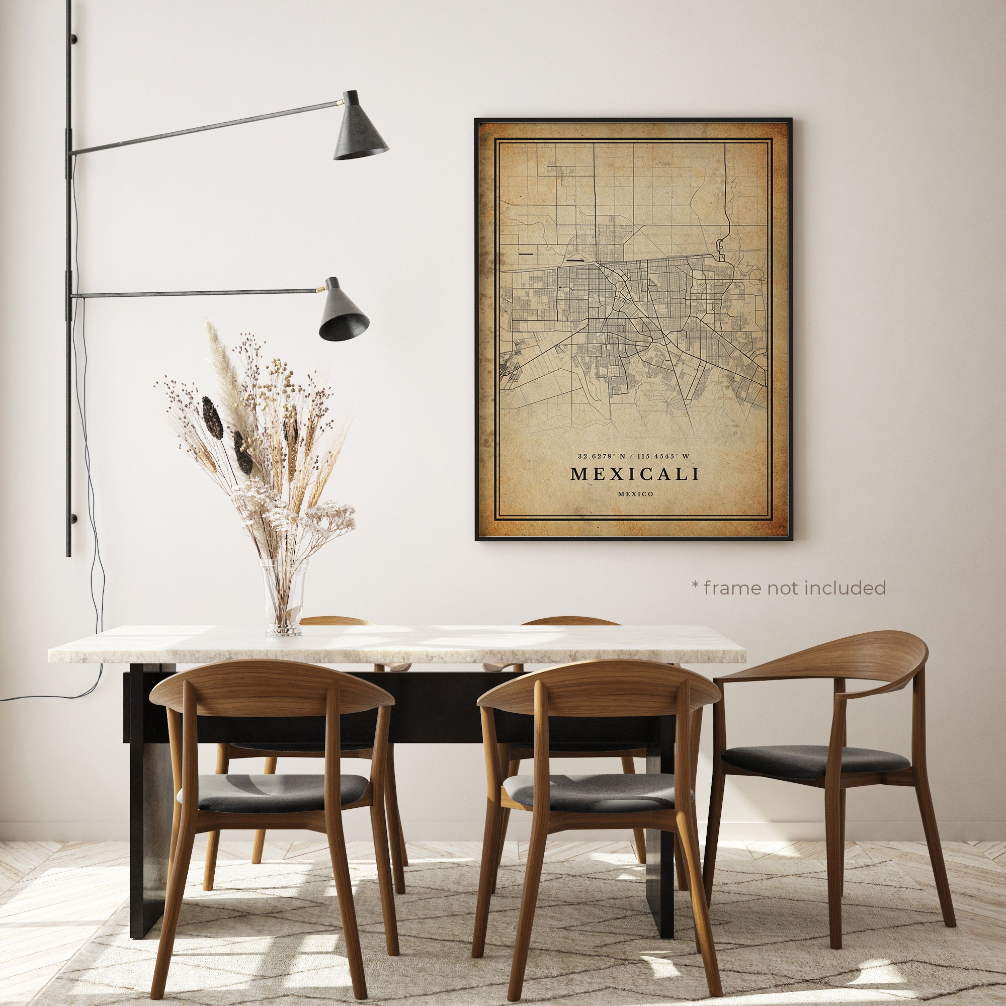 Mexicali Vintage Map Print, Mexicali Retro Map Poster, Antique Style ...