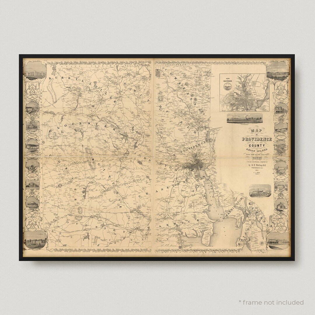 Map of Providence County, Rhode Island, Antique Map of Providence, Old ...