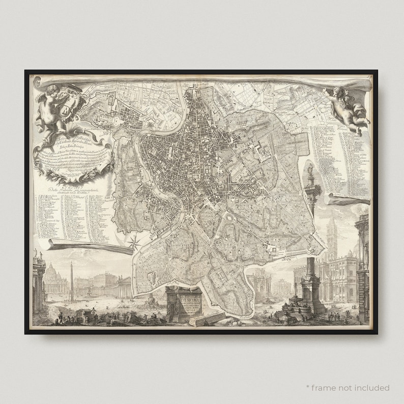 1748 Map of Rome Antique Map of Rome Old Historical Map of - Etsy