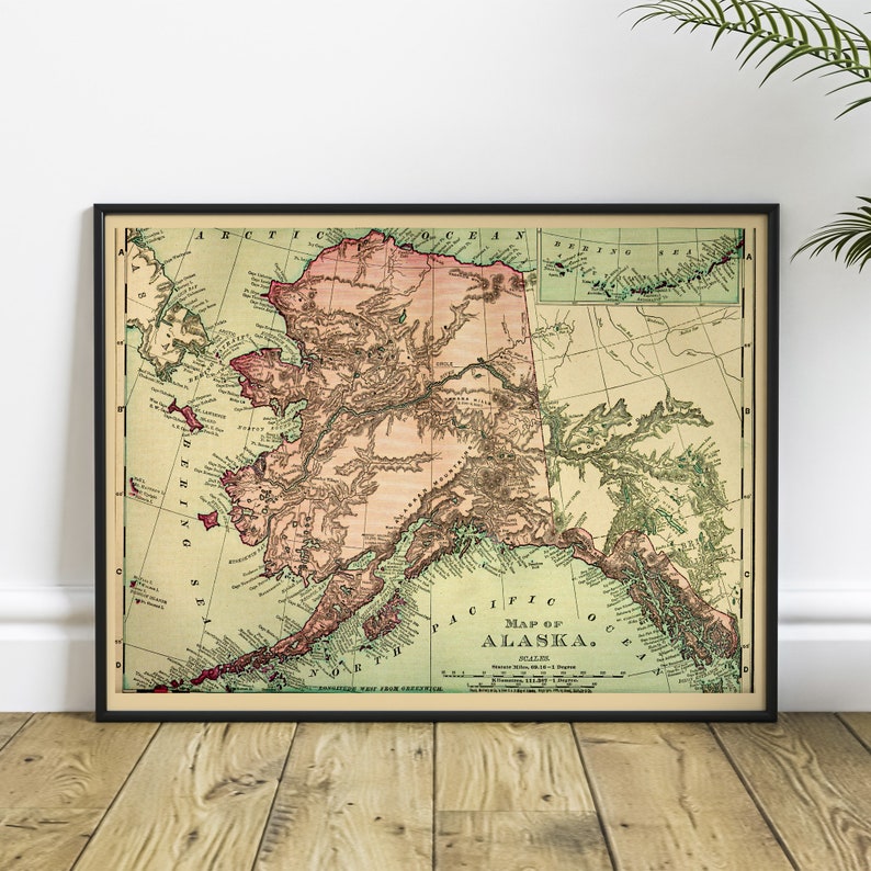 1895 Alaska Map Historical Map of Alaska Antique Map of - Etsy
