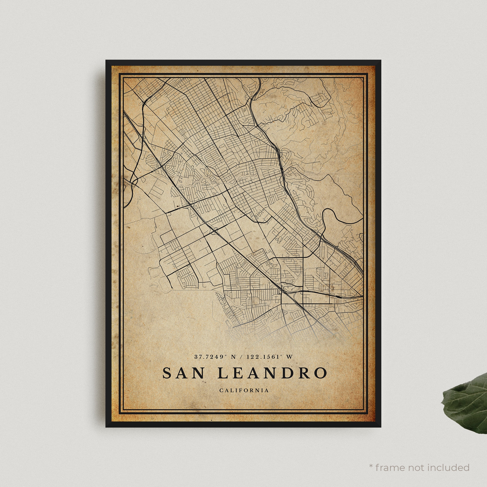 San Leandro Vintage Map Print San Leandro Retro Map Poster - Etsy