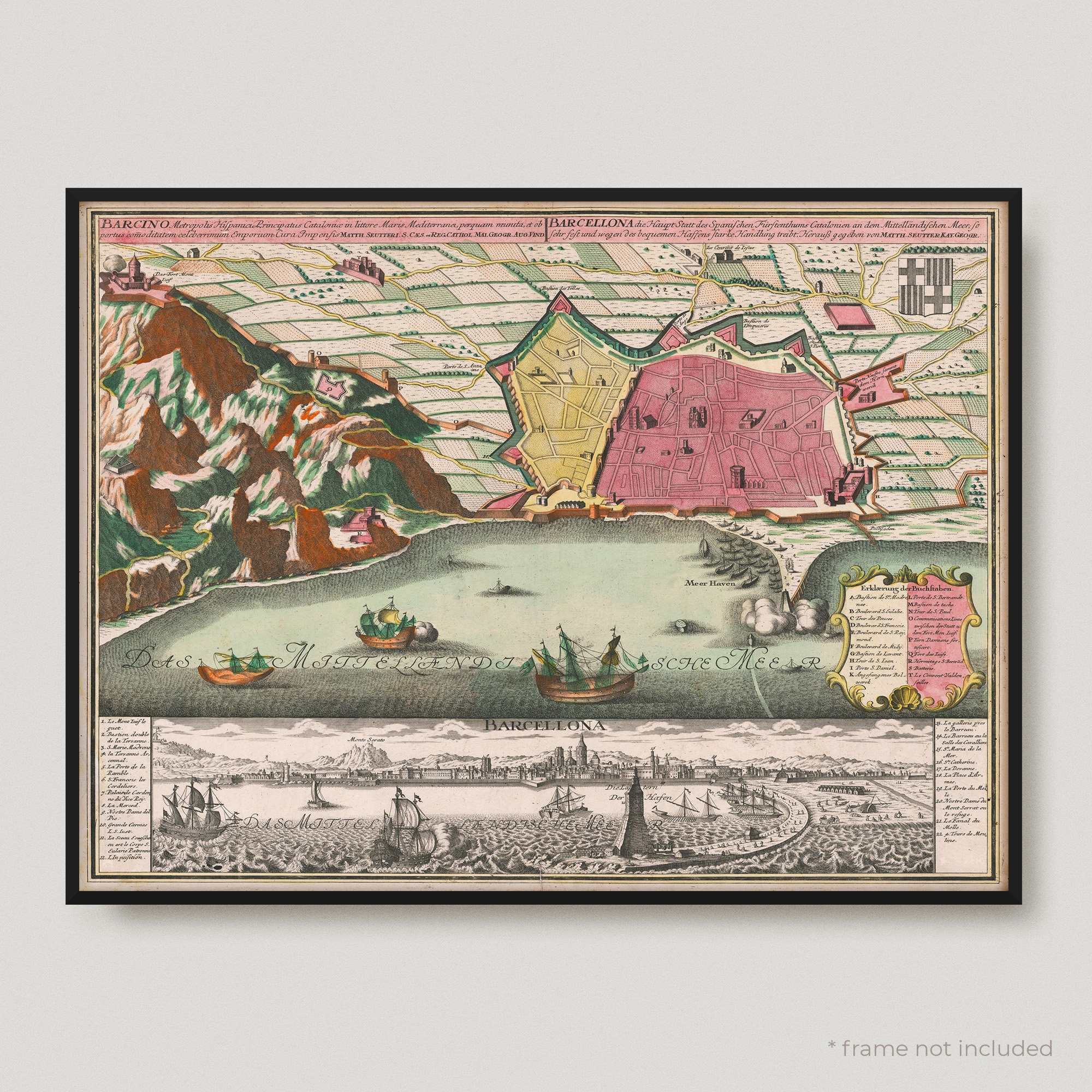 1730 Map of Barcelona Antique Map of Barcelona Old - Etsy