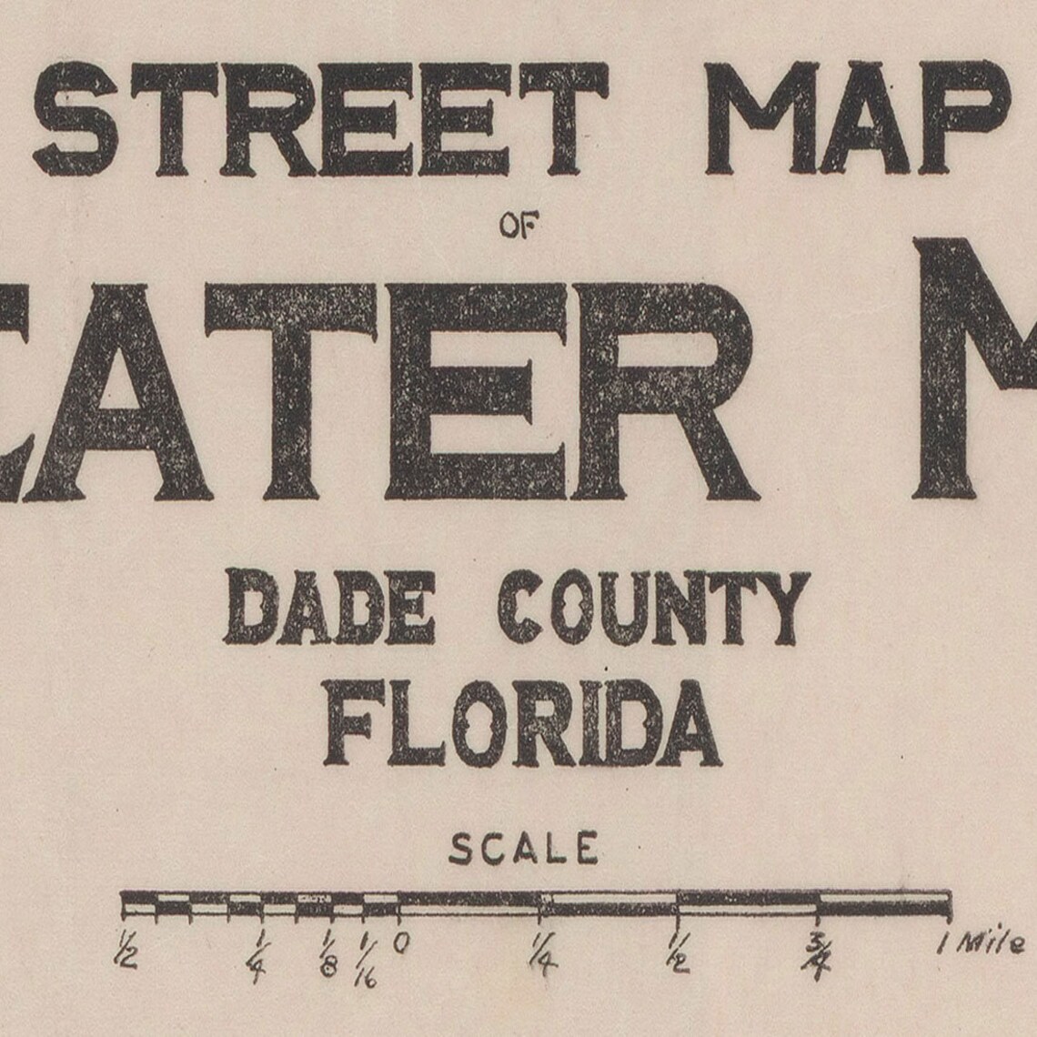 Street Map Of Greater Miami Antique Map of Miami Old | Etsy