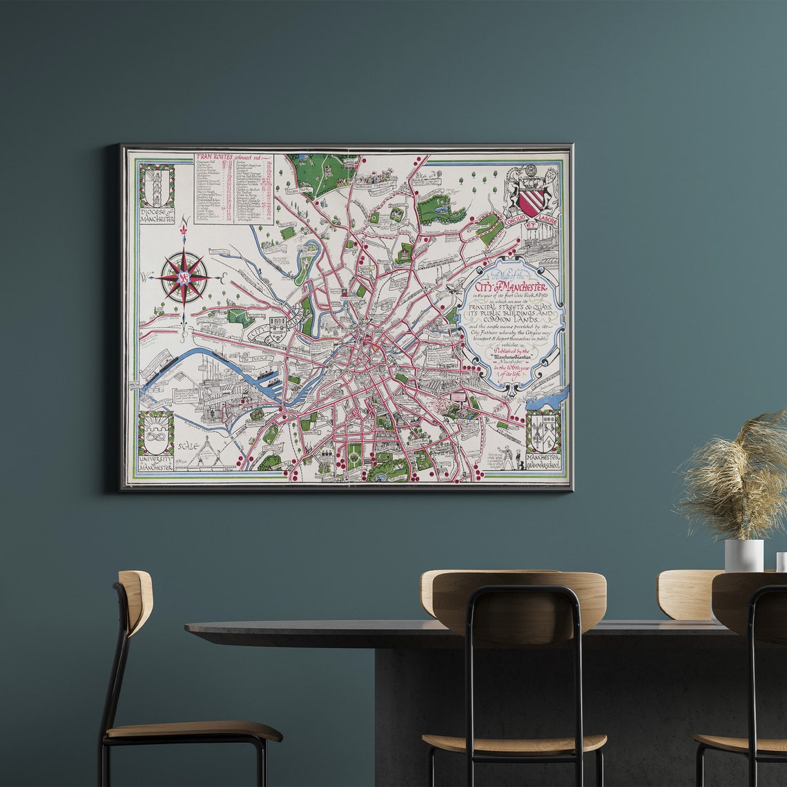 1926 A Map of the City of Manchester Antique Map of | Etsy