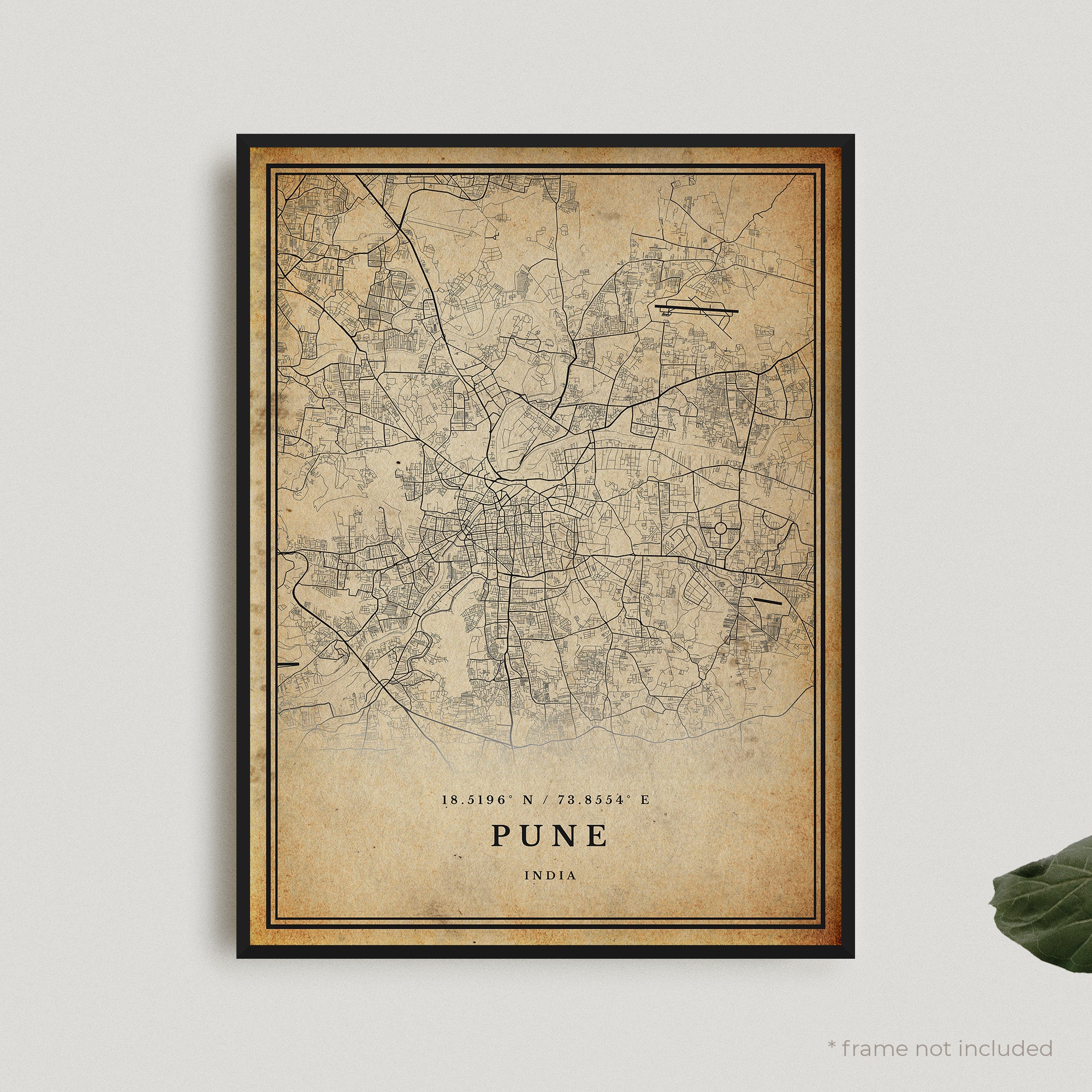 Pune Vintage Map Print Pune Retro Map Poster Antique Style - Etsy