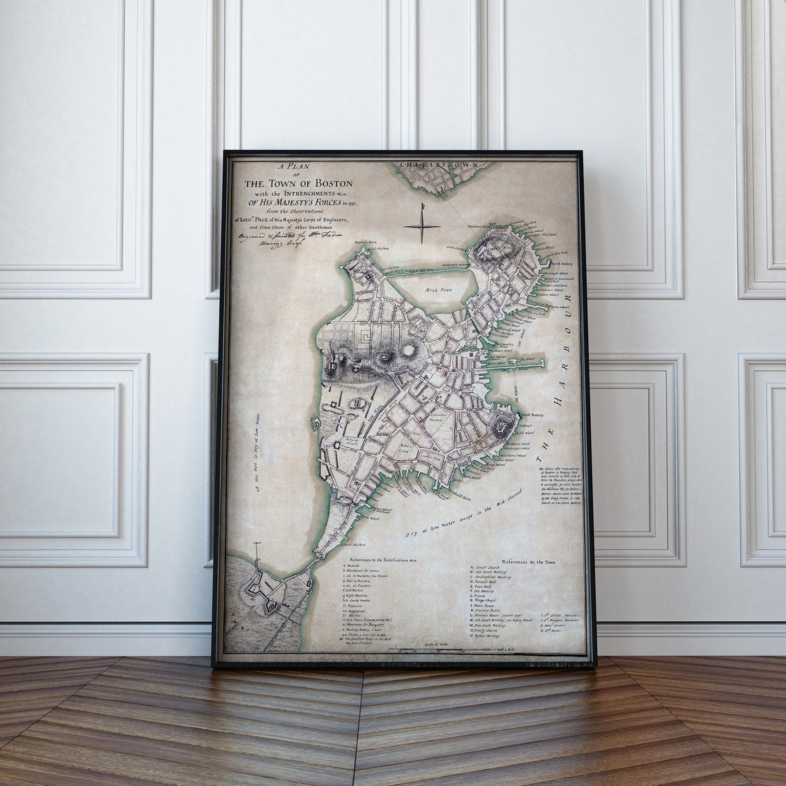 1775 Boston Map Antique Map of Boston Old Historical Map of - Etsy