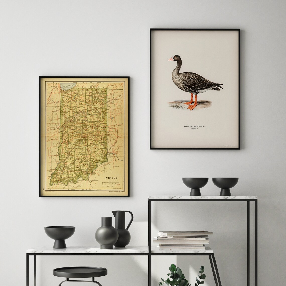 Map of Indiana Historical Map of Indiana Antique Map of - Etsy