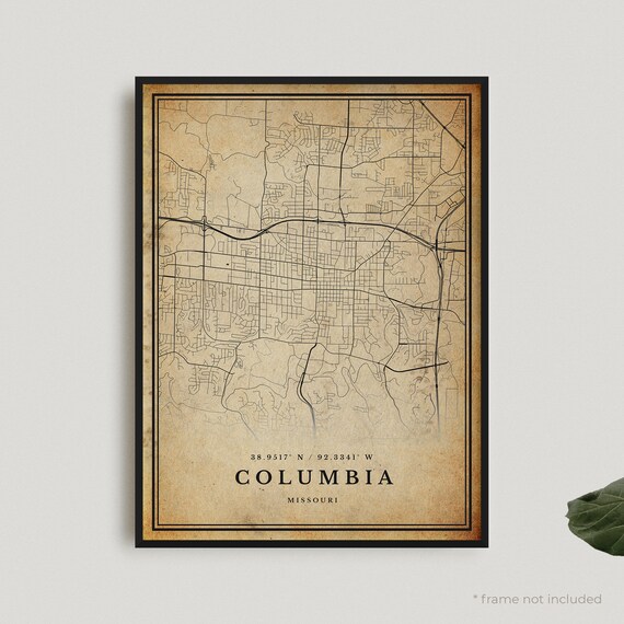 Columbia Vintage Map Print Columbia Retro Map Poster Antique | Etsy