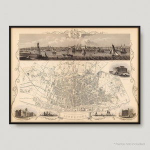 1851 Liverpool, Antique Map of Liverpool, Old Historical Map of ...