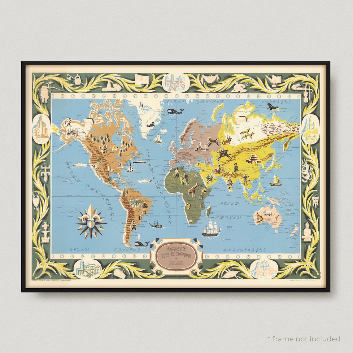 1956 World Map 20th Century Antique Map of the World Old Map - Etsy