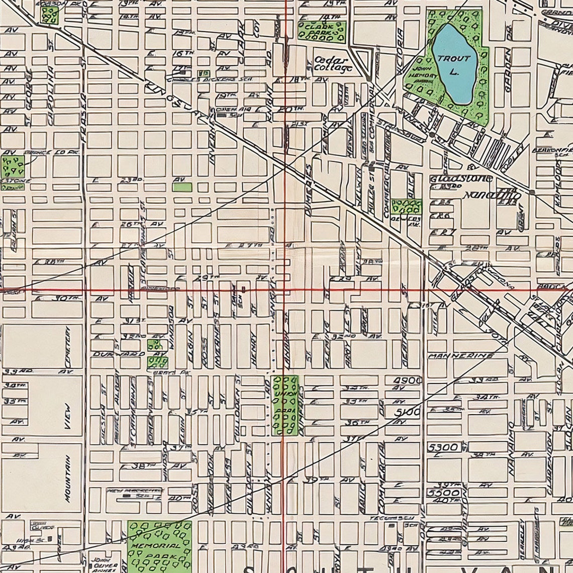 1947 Map of Vancouver Antique Map of Vancouver Old | Etsy