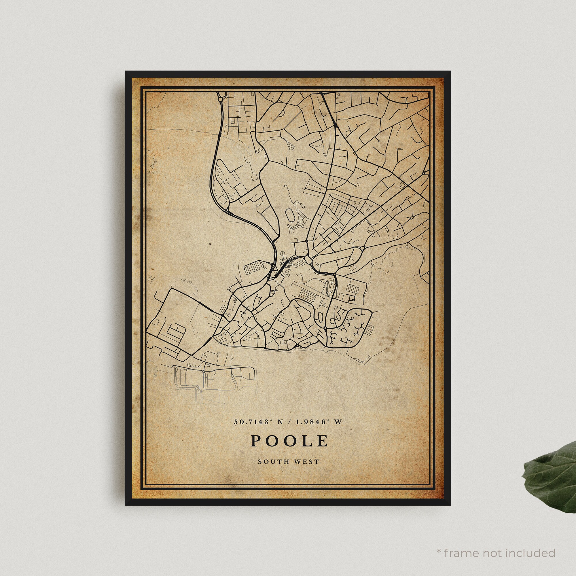 Poole Vintage Map Print Poole Retro Map Poster Antique Style | Etsy