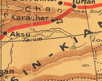 Wall Décor Central Asia Car Expedition Vintage Map 1933 Citroen ...