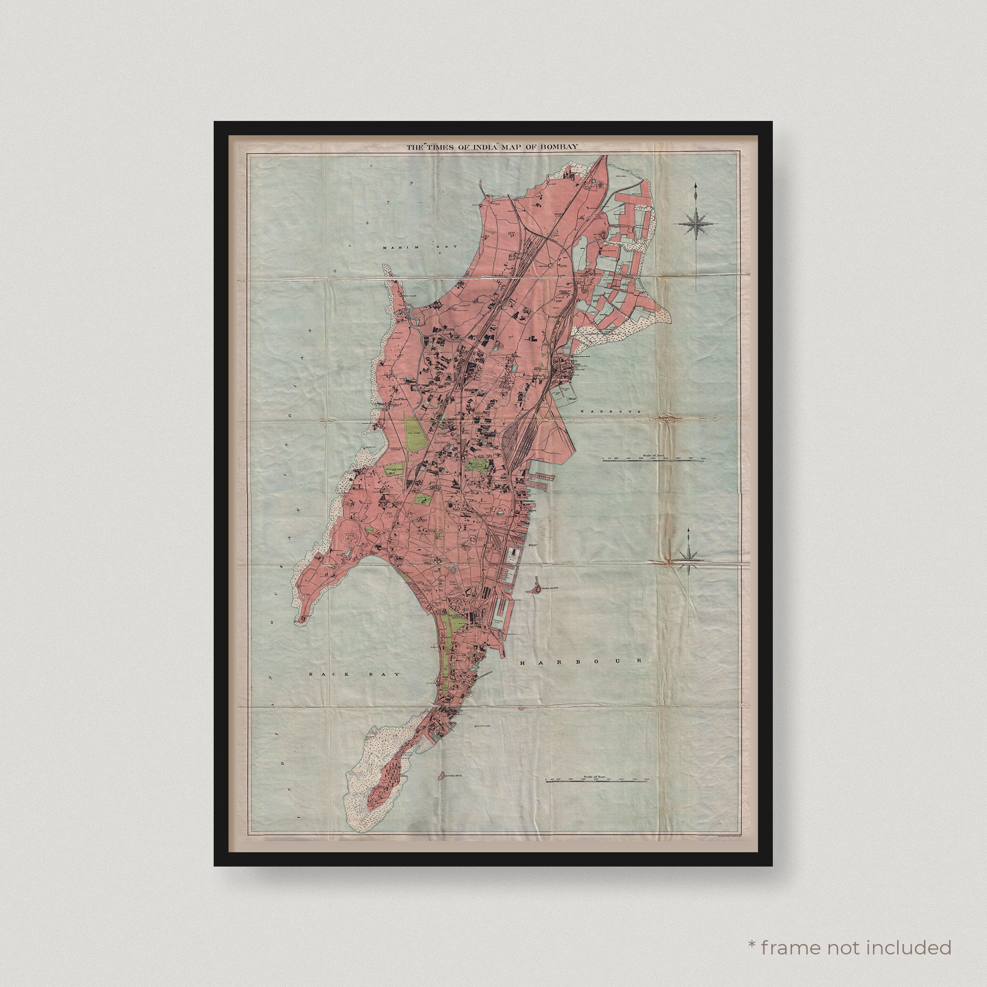 1895 Times of India Map of Bombay India Antique Map of - Etsy Canada