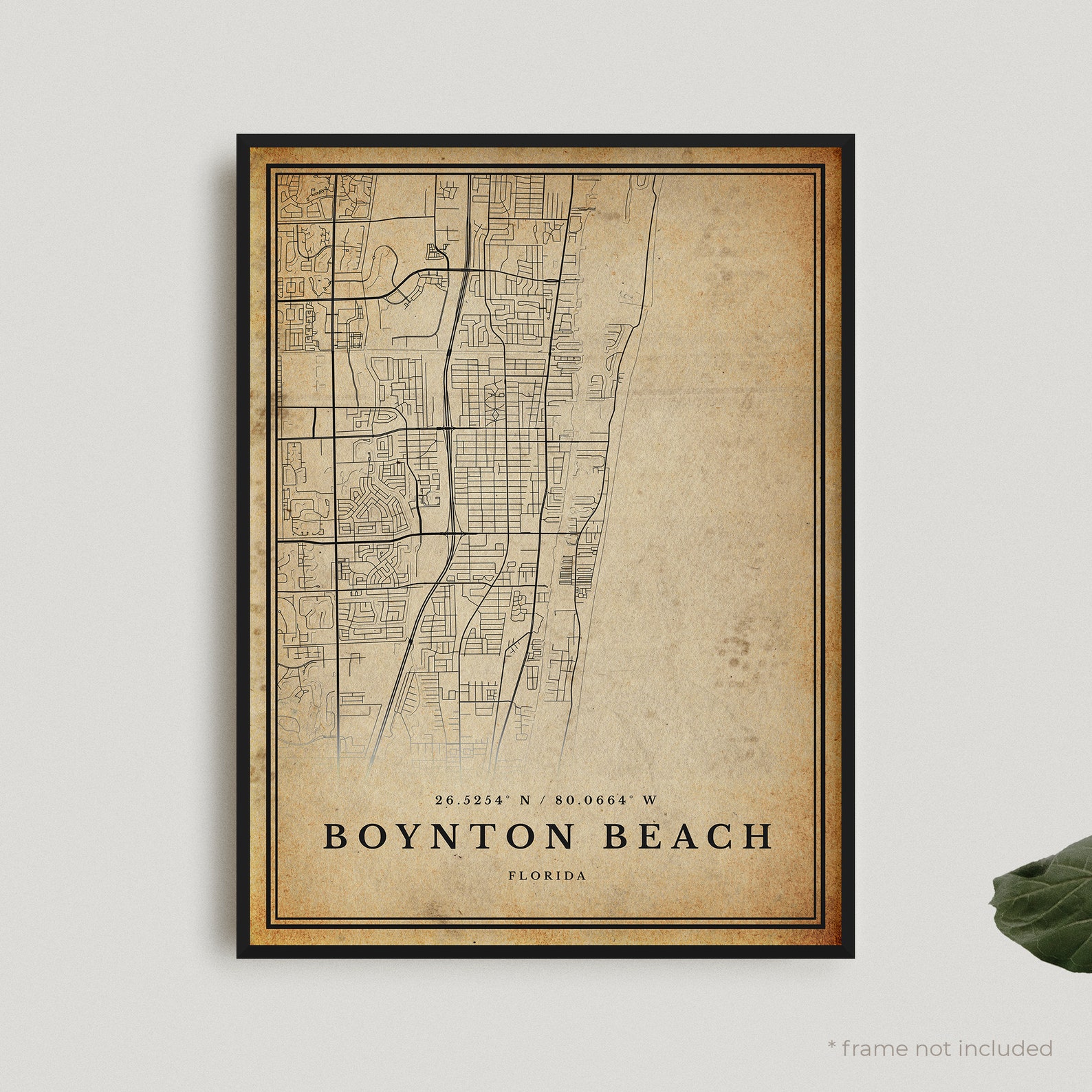 Boynton Beach Vintage Map Print Boynton Beach Retro Map | Etsy