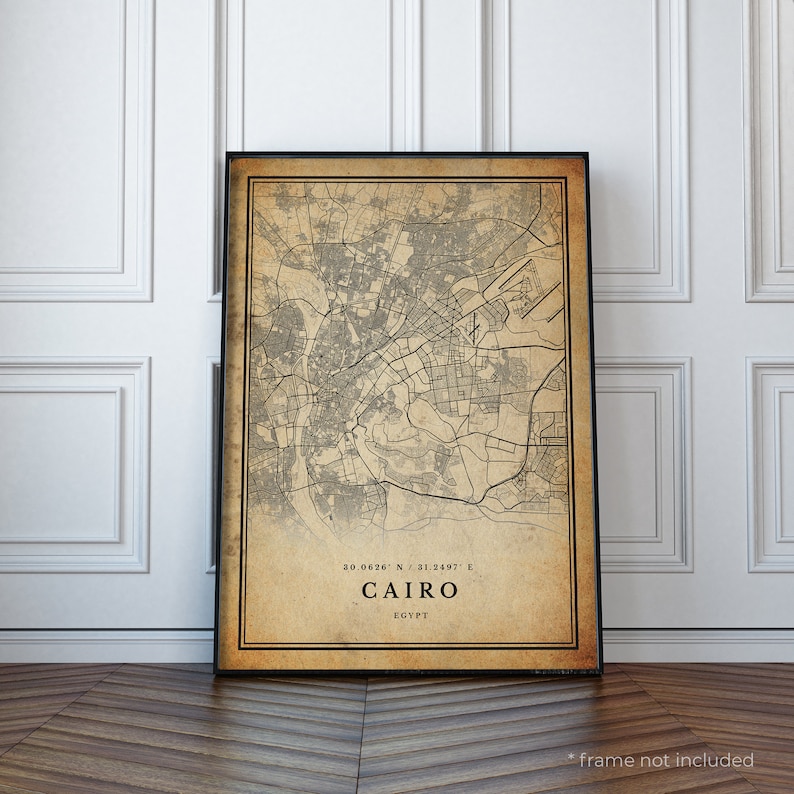 Cairo Vintage Map Print Cairo Retro Map Poster Antique Style - Etsy
