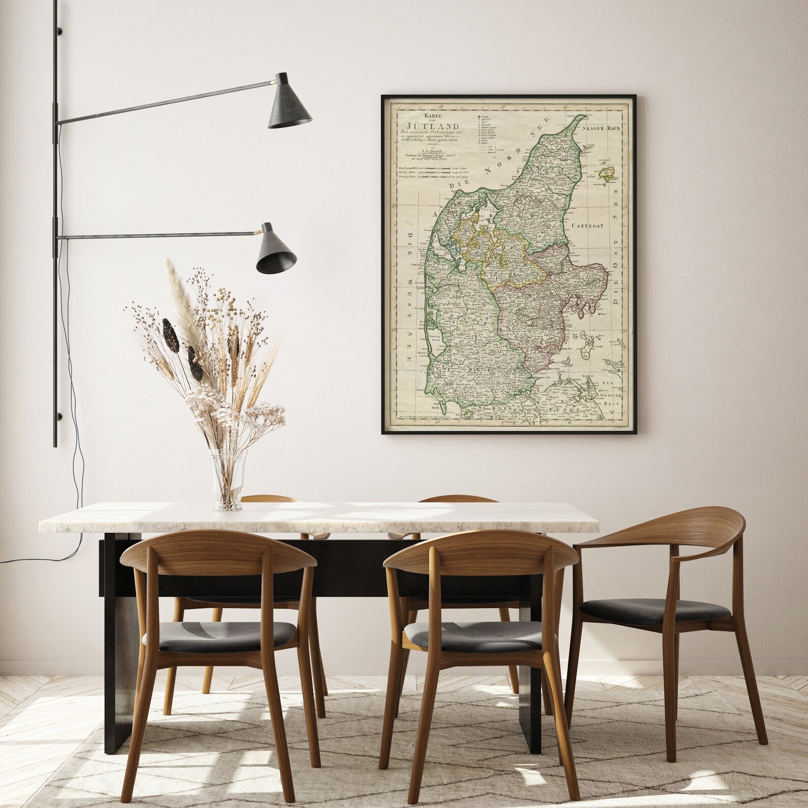 1871 Jutland Denmark Map Antique Map of Denmark Old Map of - Etsy