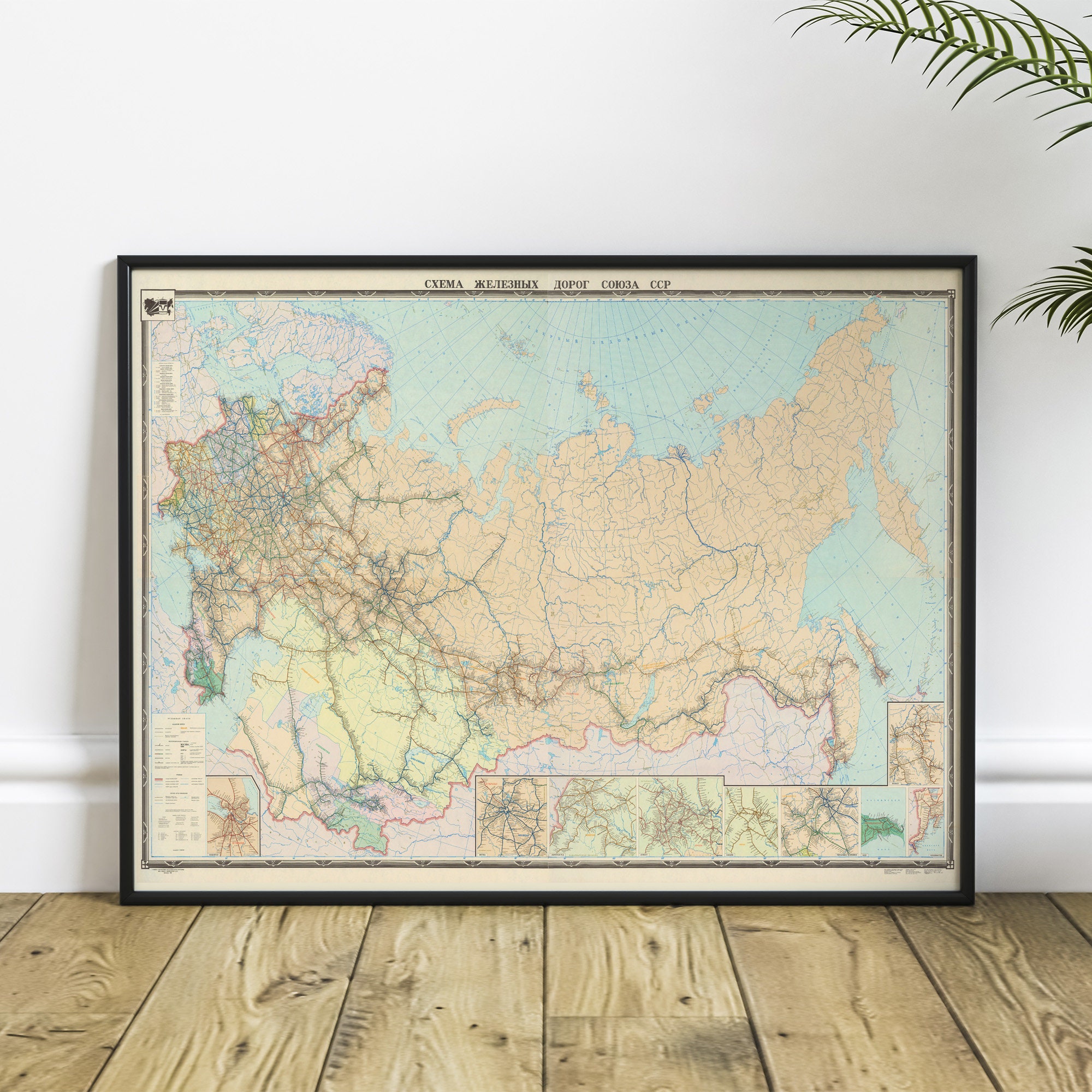 1991 Soviet Union Map of the Railways Antique Map of Soviet - Etsy