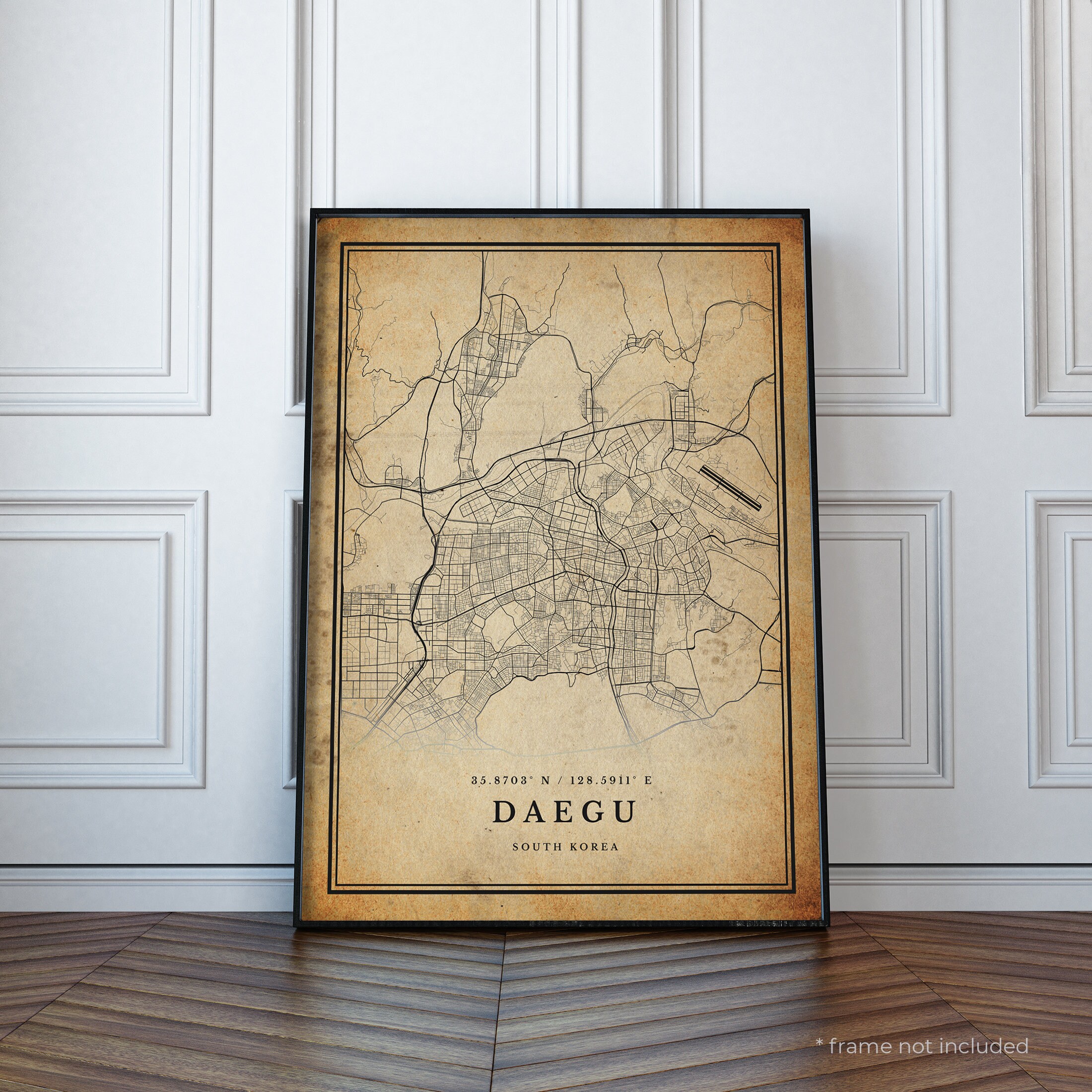 Daegu Vintage Map Print Daegu Retro Map Poster Antique Style | Etsy