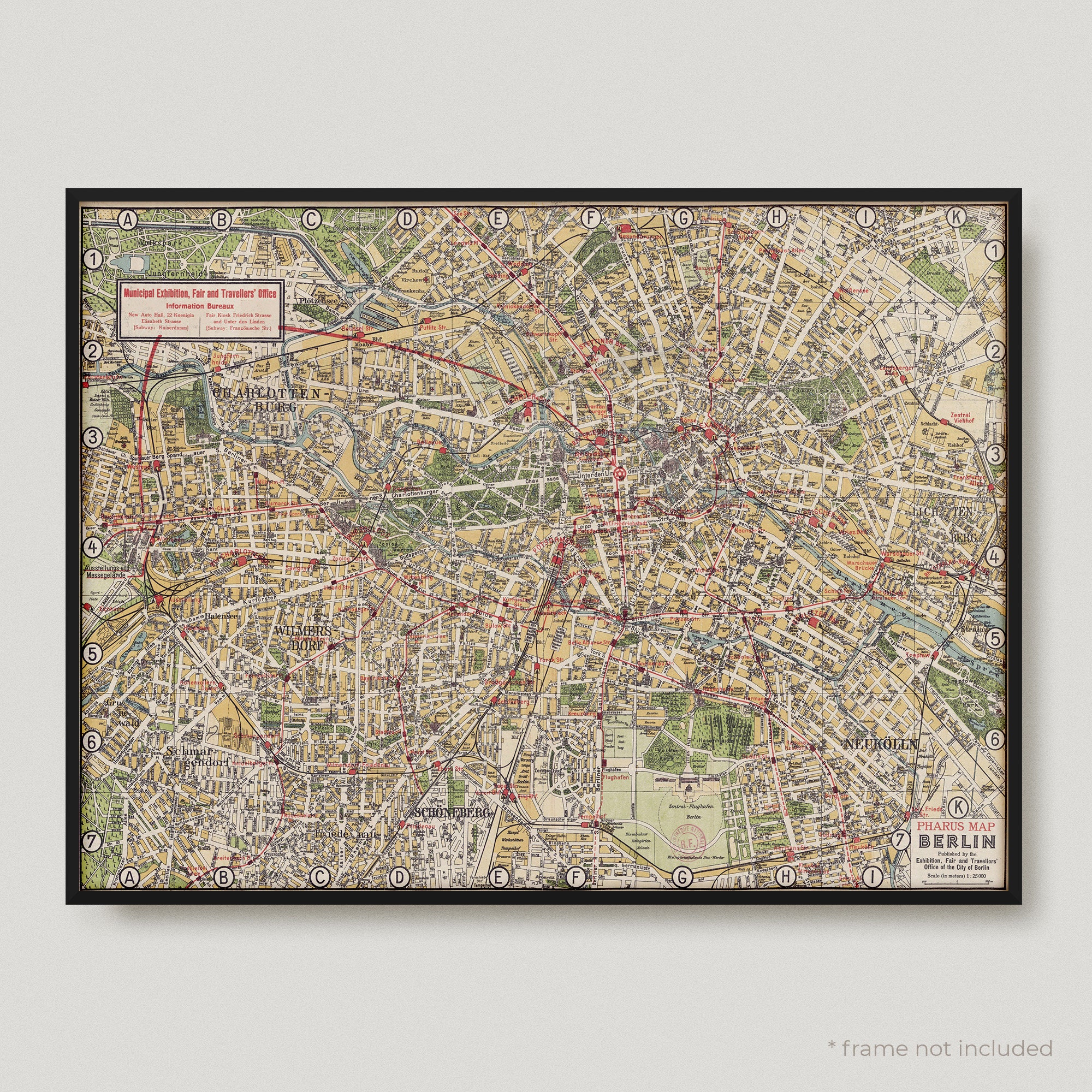 1929 Pharus Map Berlin, Antique Map of Berlin, Old Historical Map of ...