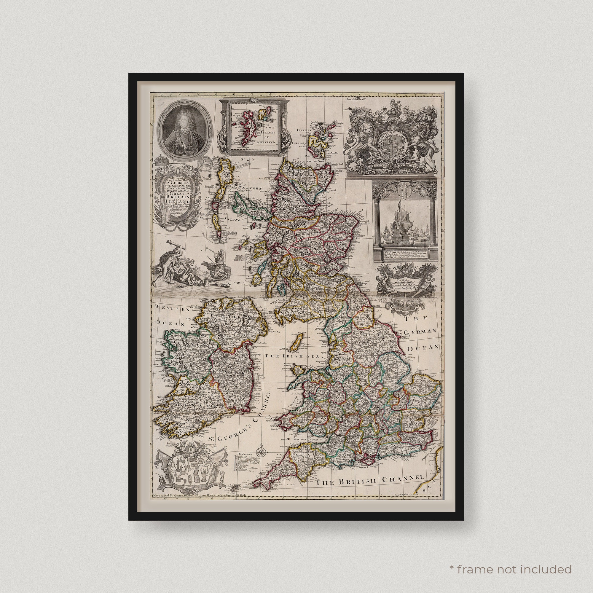 1715 Map of Great Britain and Ireland Antique Map of Great - Etsy