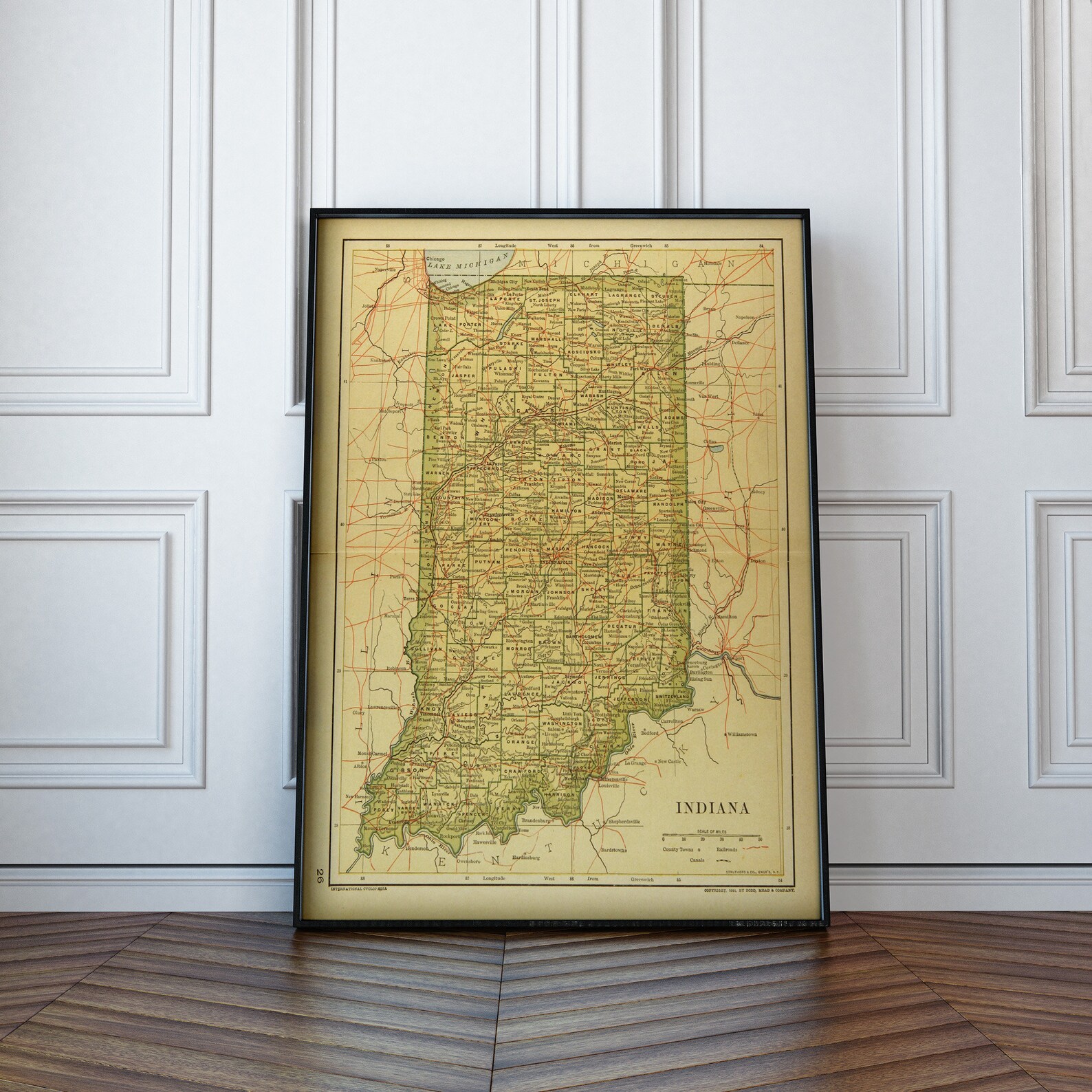 Map of Indiana Historical Map of Indiana Antique Map of - Etsy