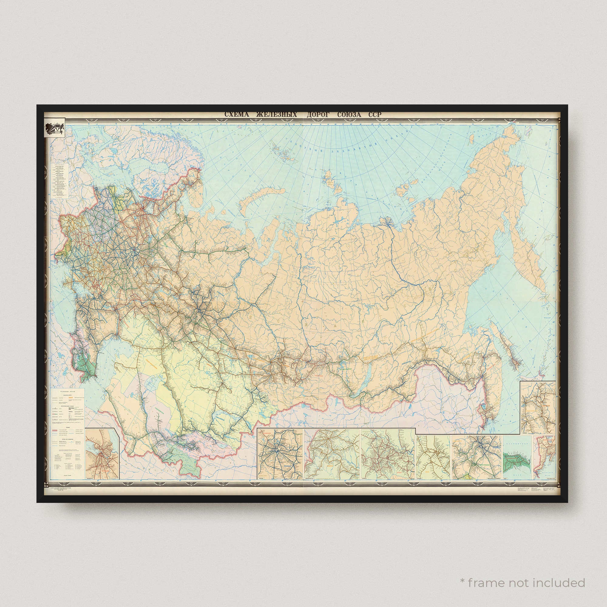 1991 Soviet Union Map of the Railways Antique Map of Soviet - Etsy