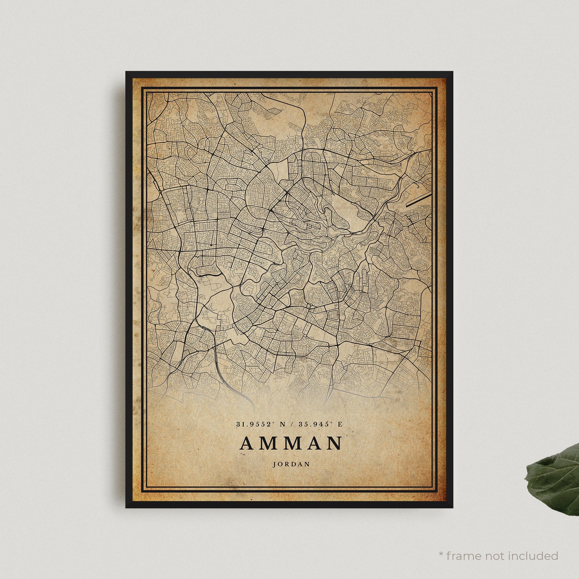 Amman Vintage Map Print Amman Retro Map Poster Antique Style | Etsy