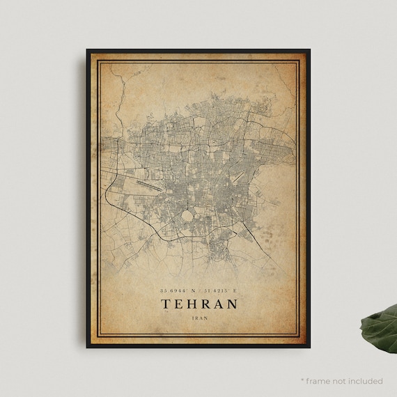 Tehran Vintage Map Print Tehran Retro Map Poster Antique | Etsy