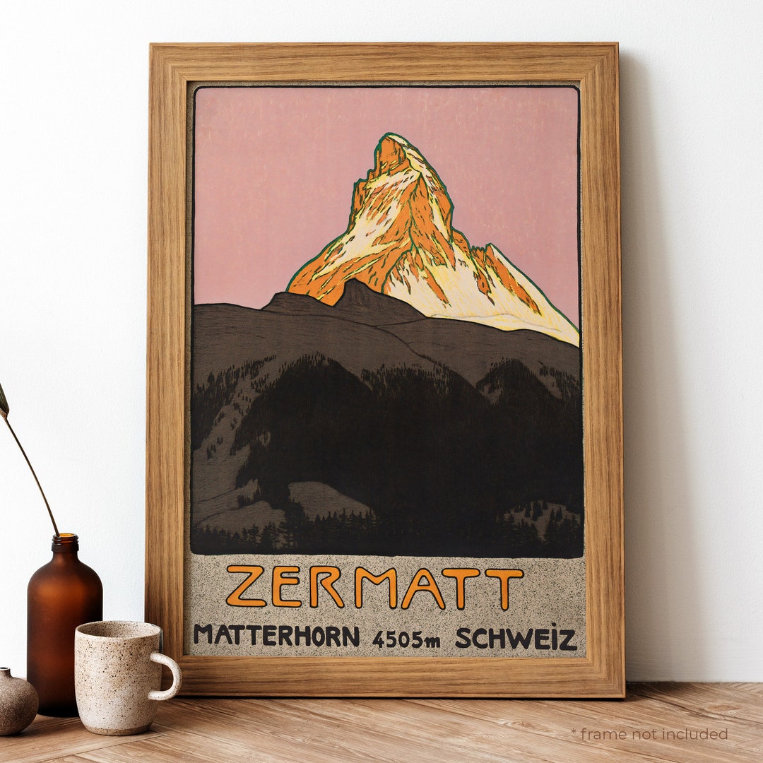 Zermatt Vintage Poster, Zermatt Retro Print, Vintage Swiss Travel ...